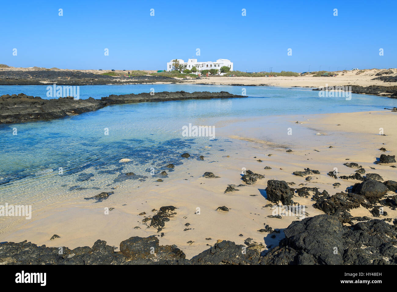 El Cotillo beach lagoon in northern part of Fuerteventura, Canary ...