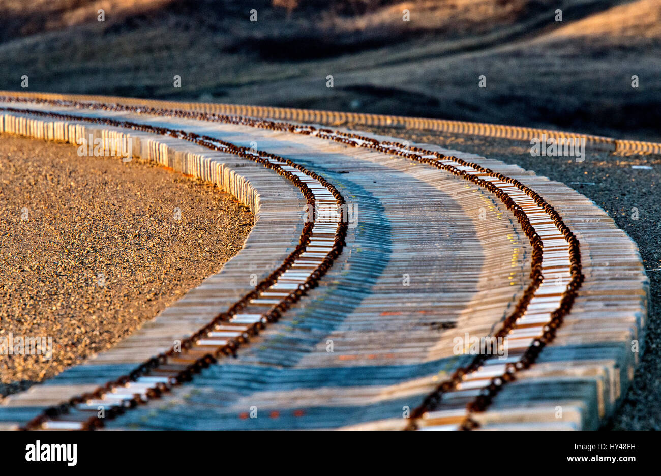 New Railroad Construction with cement rail ties Stock Photo - Alamy