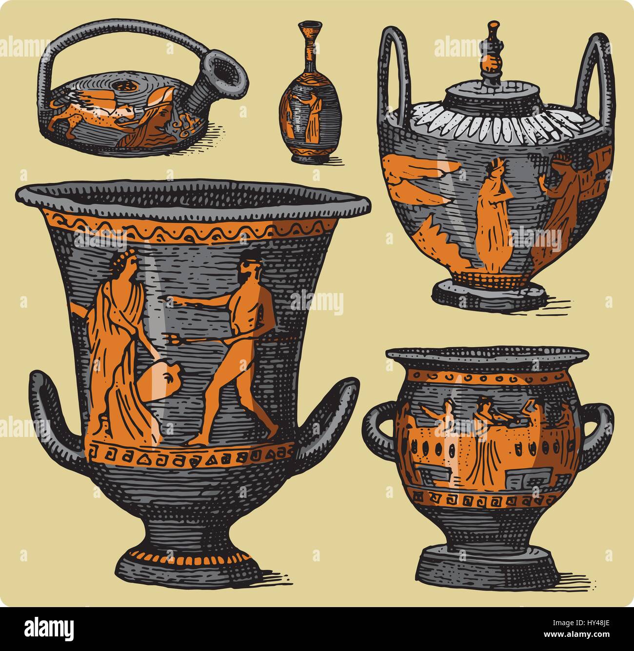 Ancient greek vase painting Stock Vector Images - Alamy