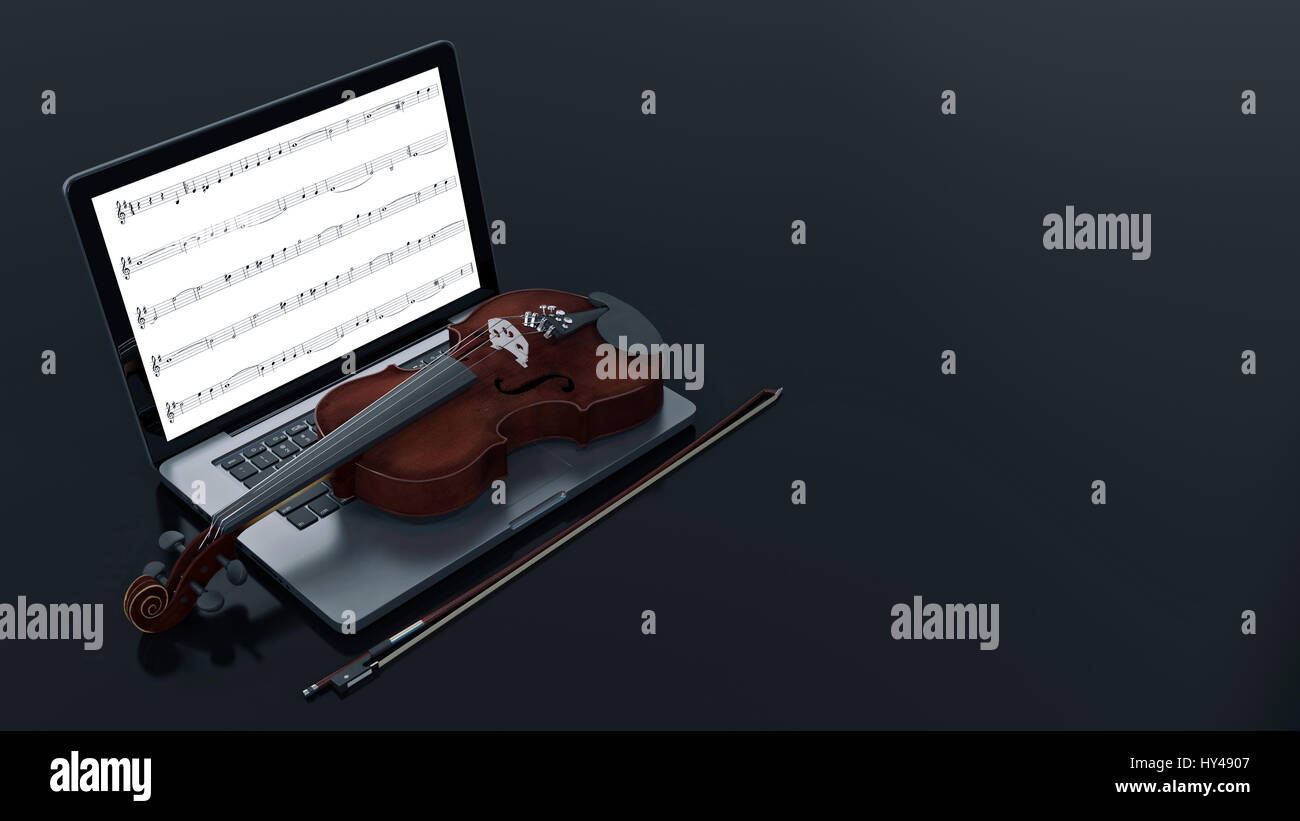 computer with Violin Stock Photo - Alamy