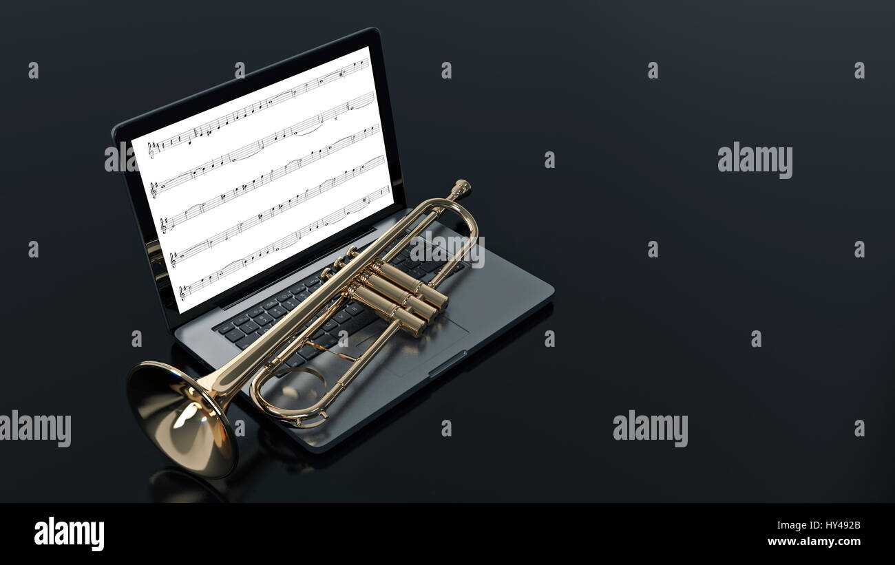 computer with trumpet Stock Photo - Alamy