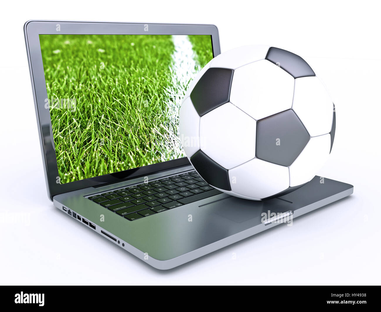 laptop with soccer football ball Stock Photo - Alamy