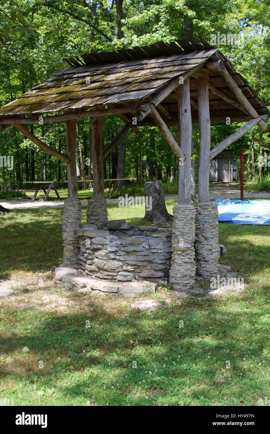 The old vintage water well in the yard Stock Photo - Alamy