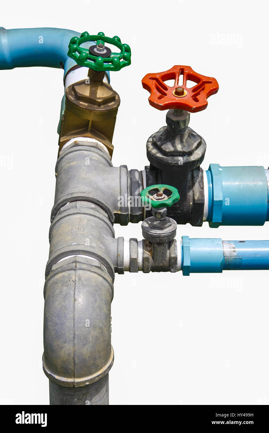 water valve with separate supply pipes with brass, joint of metal ...