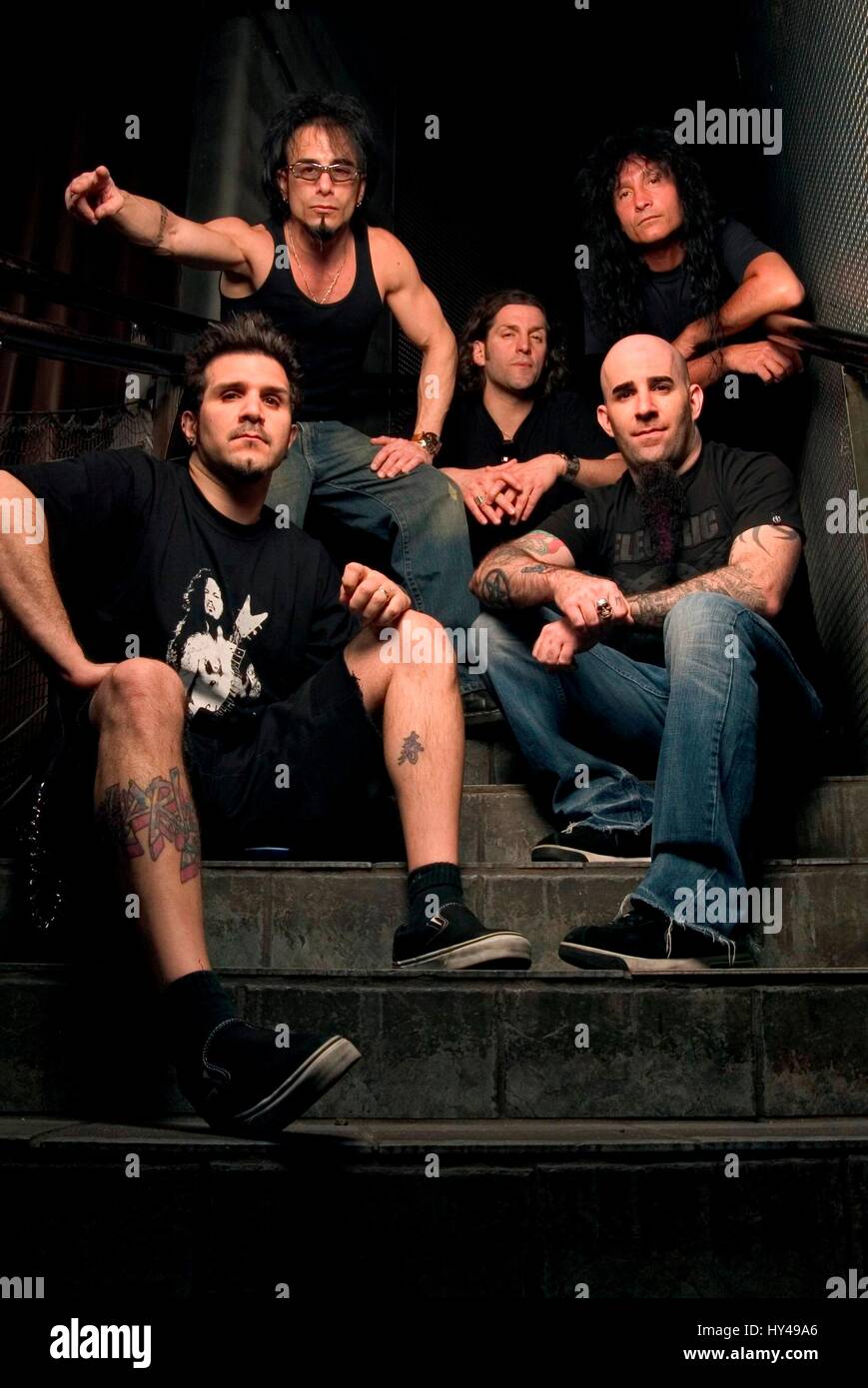 Portrait of the band Anthrax reunited and photographed in Hollywood, CA ...