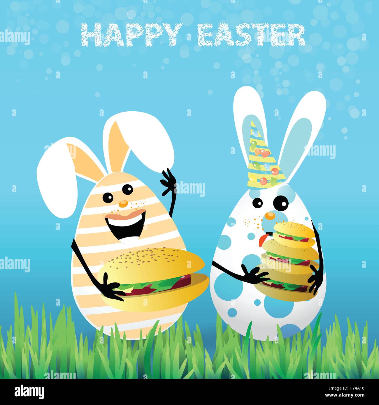 Cute bright easter illustration for your design. Cartoon two funny eggs ...