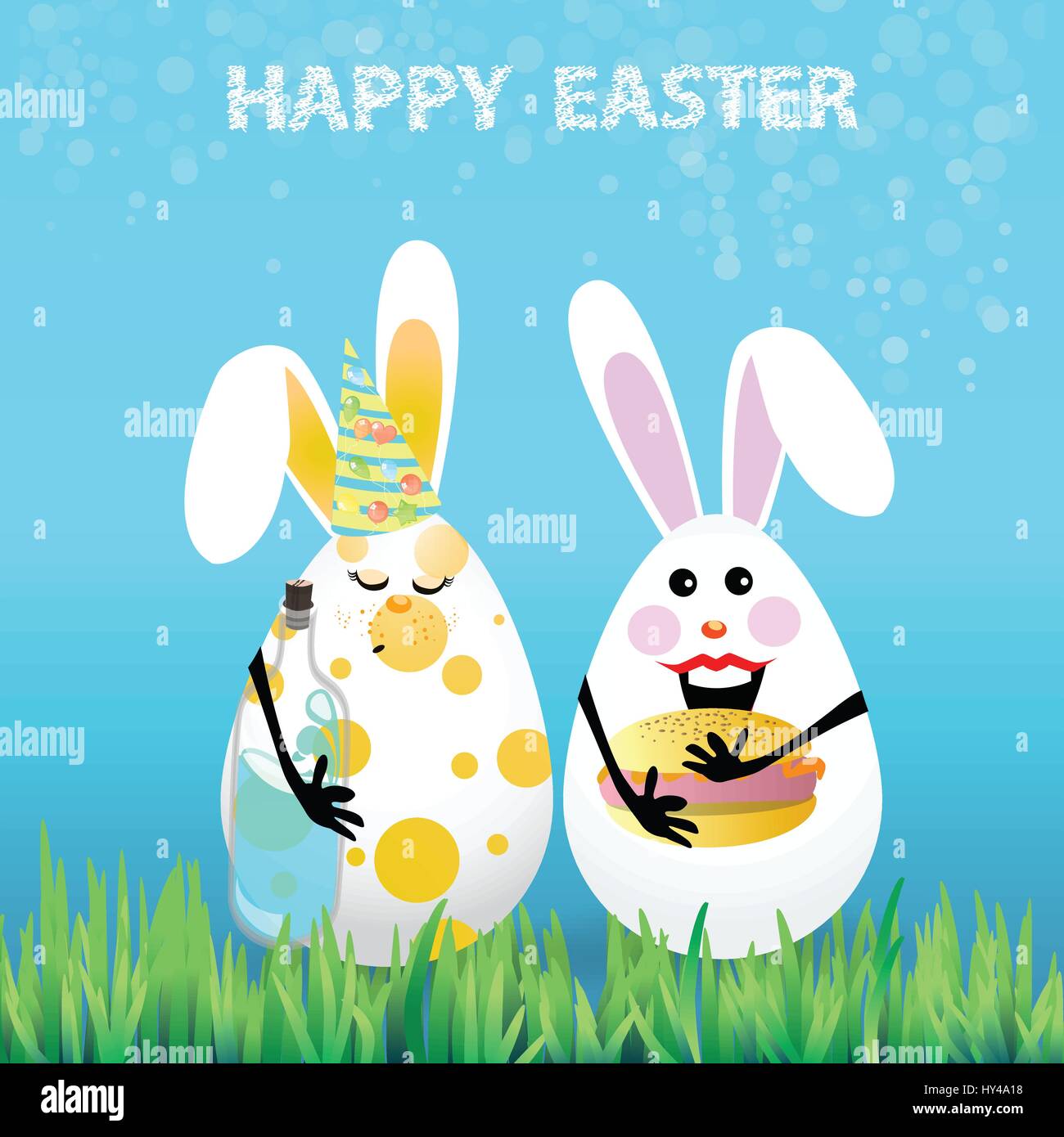 Cute bright easter illustration for your design. Cartoon two funny eggs ...