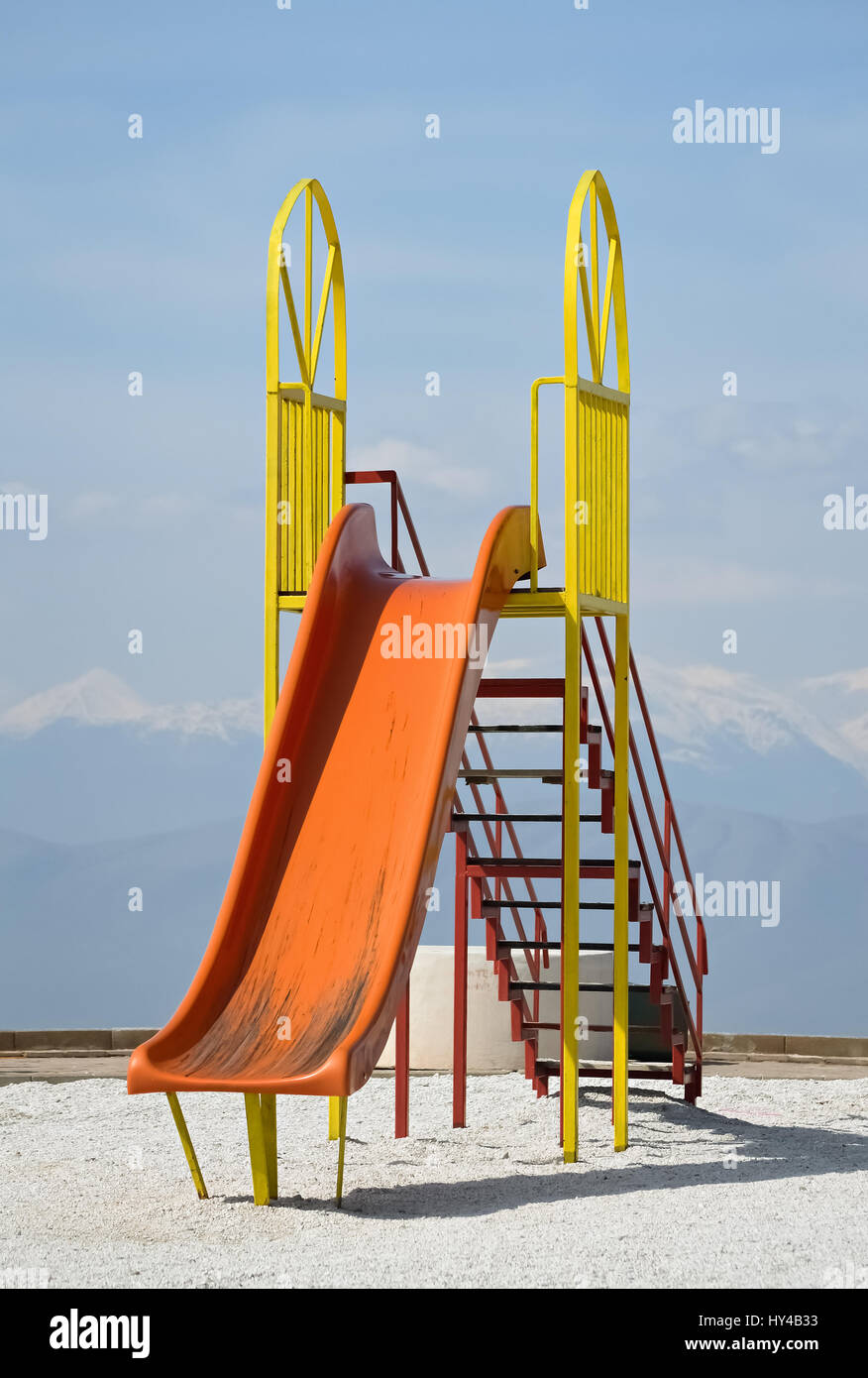 Playground and slider in the nature in a beautiful spring day Stock ...