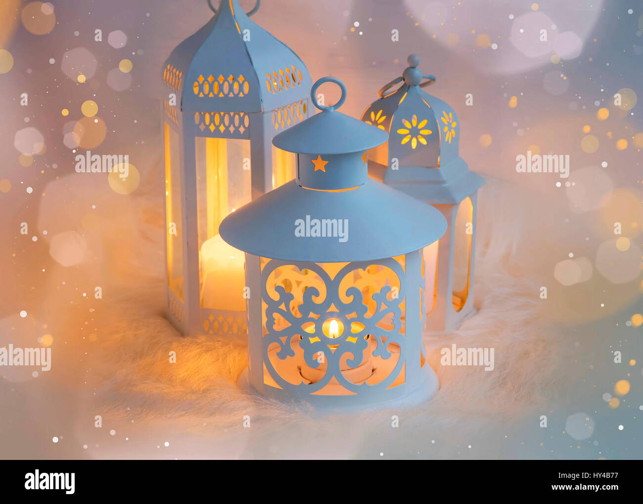 Magic Christmas lanterns decoration with lights Stock Photo - Alamy