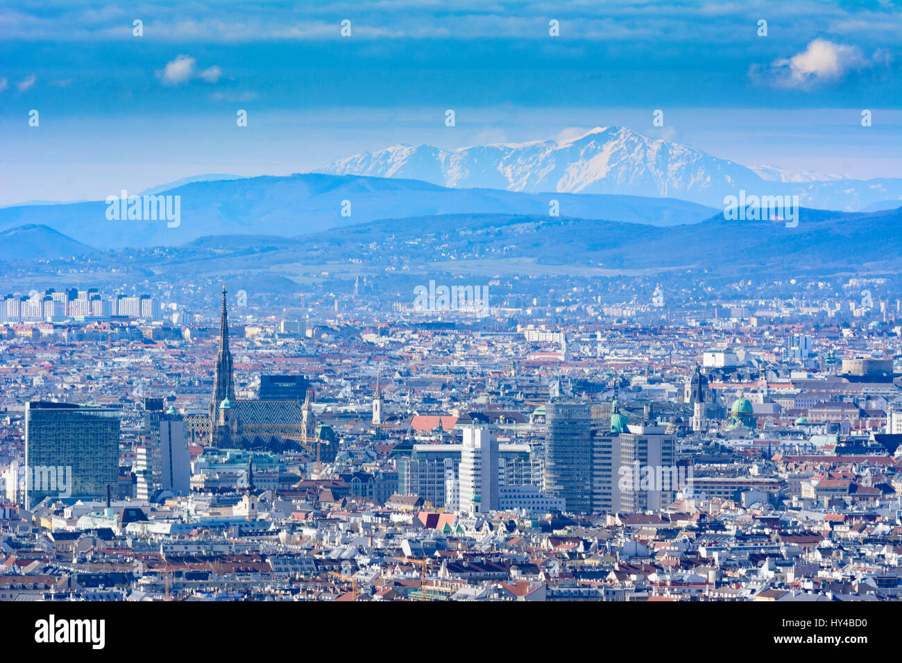view from TV tower Donauturm to Vienna city center, Stephansdom (St ...