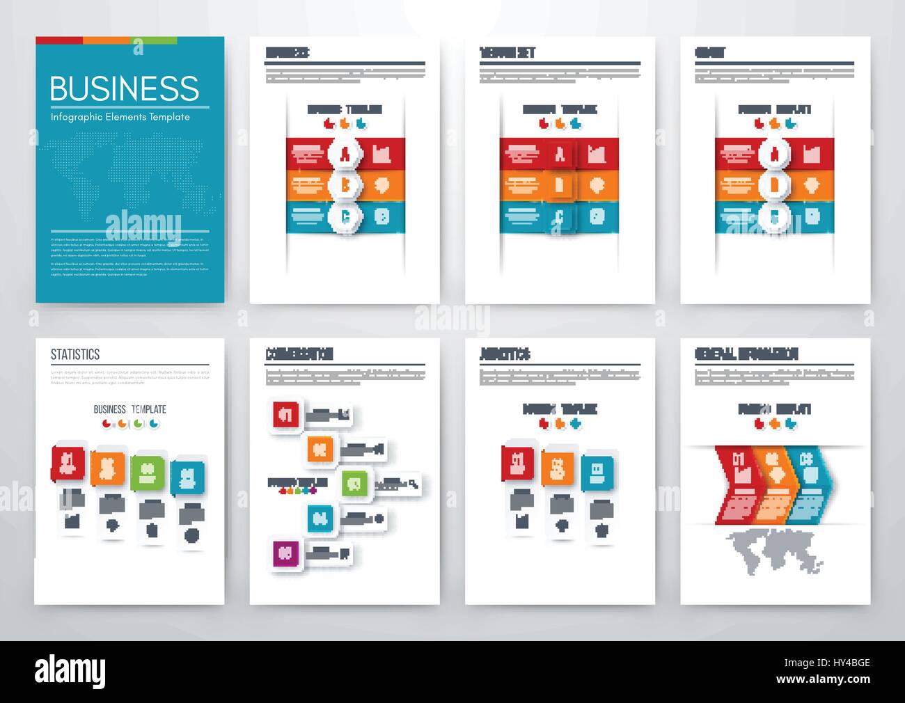 Set with infographics. Data and information visualization. Template ...
