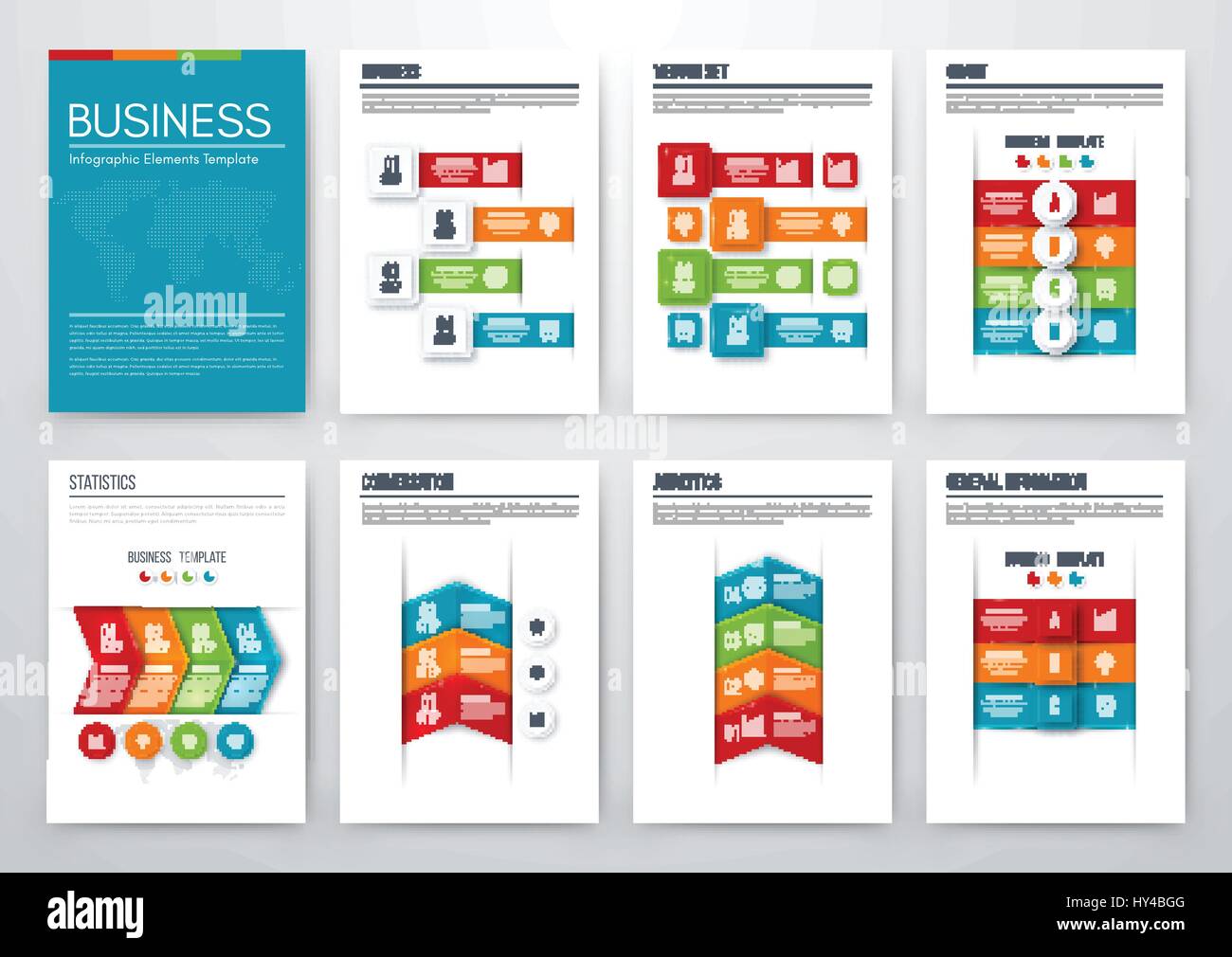 Set with infographics. Data and information visualization. Template ...