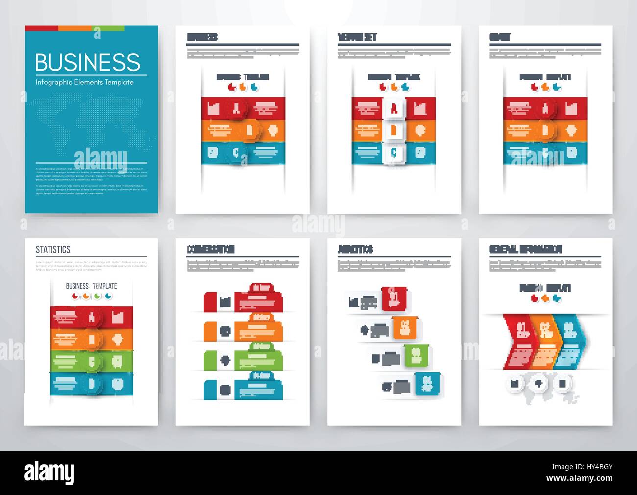 Set with infographics. Data and information visualization. Template ...