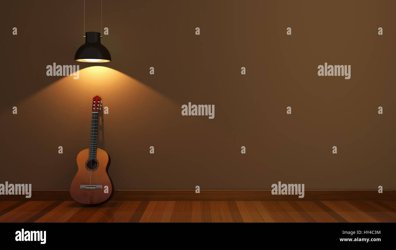 interior design with acoustic guitar Stock Photo - Alamy