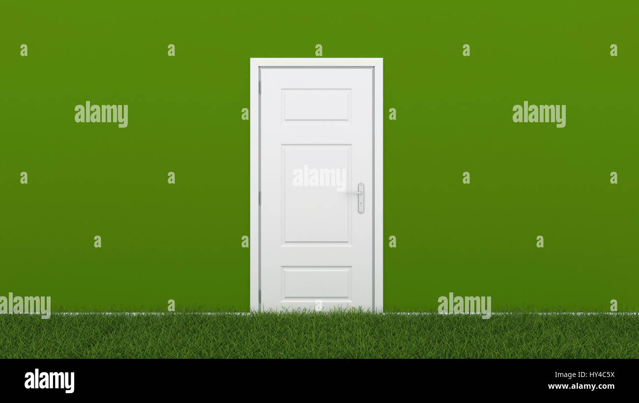 white door with grass Stock Photo - Alamy