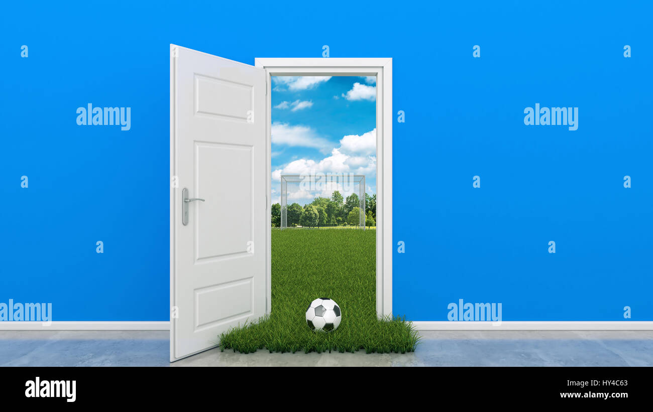 Football field door hi-res stock photography and images - Alamy