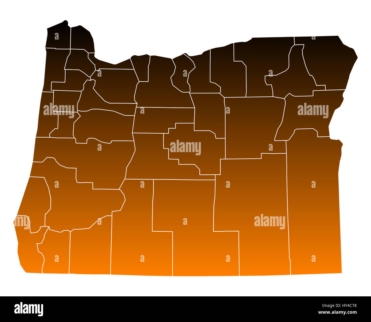 Map of Oregon Stock Photo - Alamy