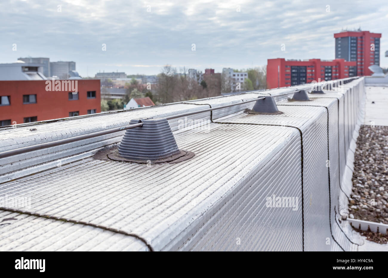 On an industrial building there is a lightning conductor on the roof ...