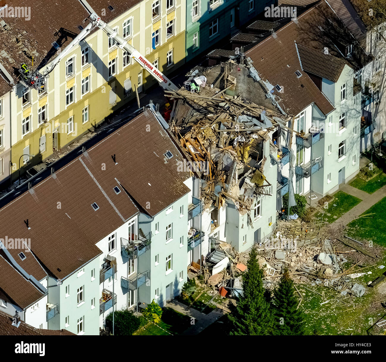 Explosion in a three storey residential building hi-res stock ...