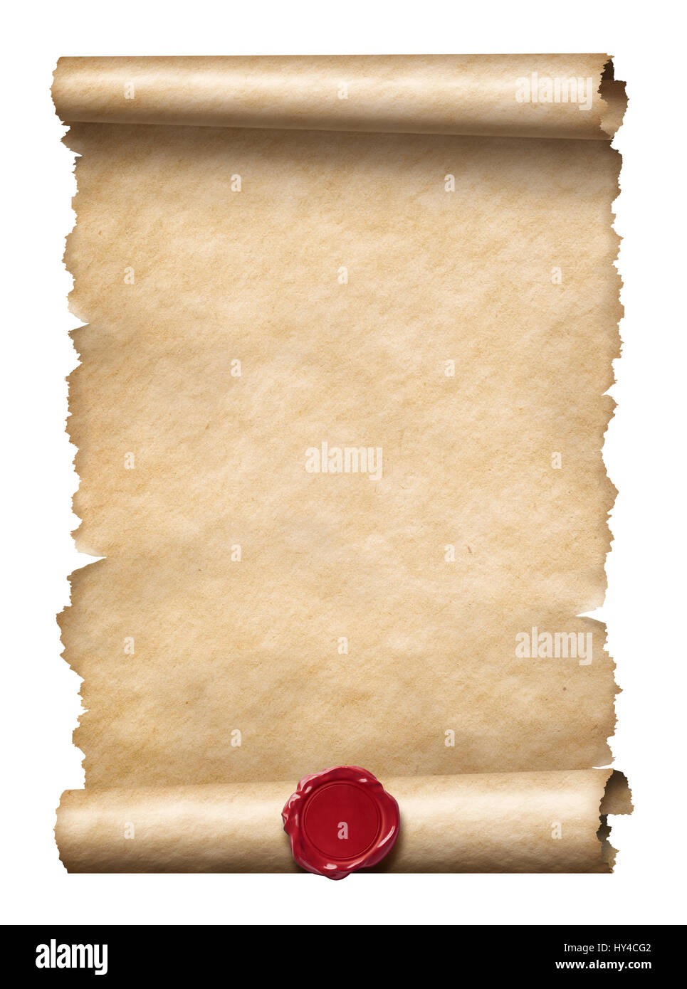 Old scroll or letter with wax seal isolated on white Stock Photo - Alamy