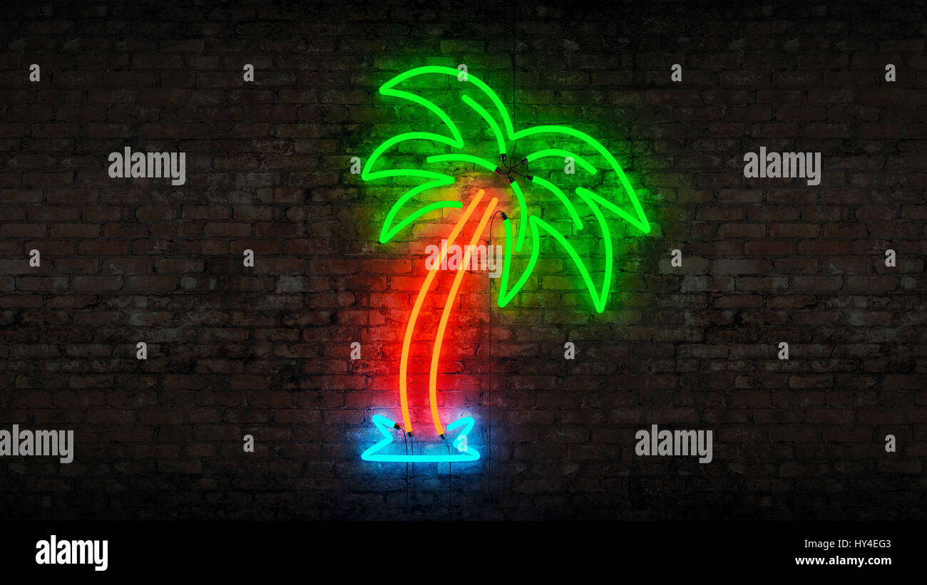 neon palm tree Stock Photo - Alamy