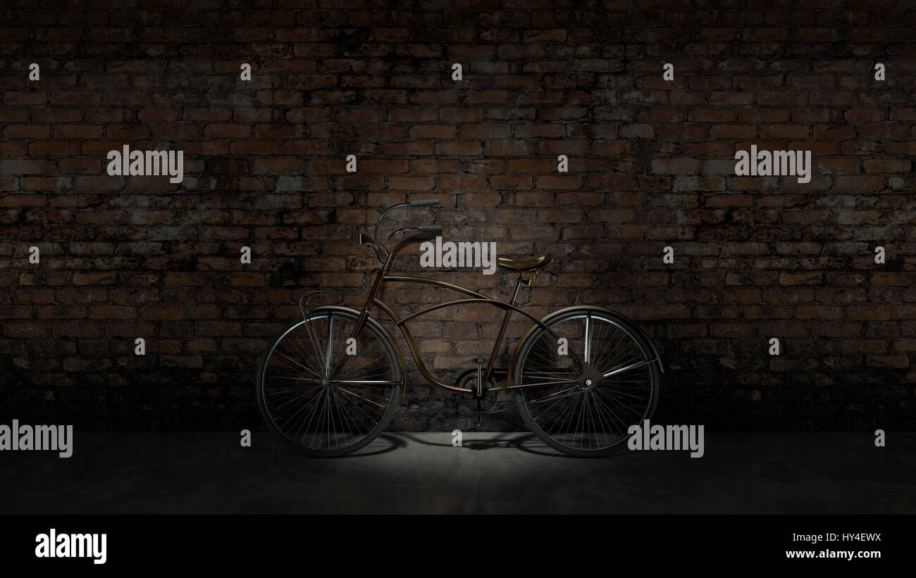 Old bicycle against the wall Stock Photo - Alamy
