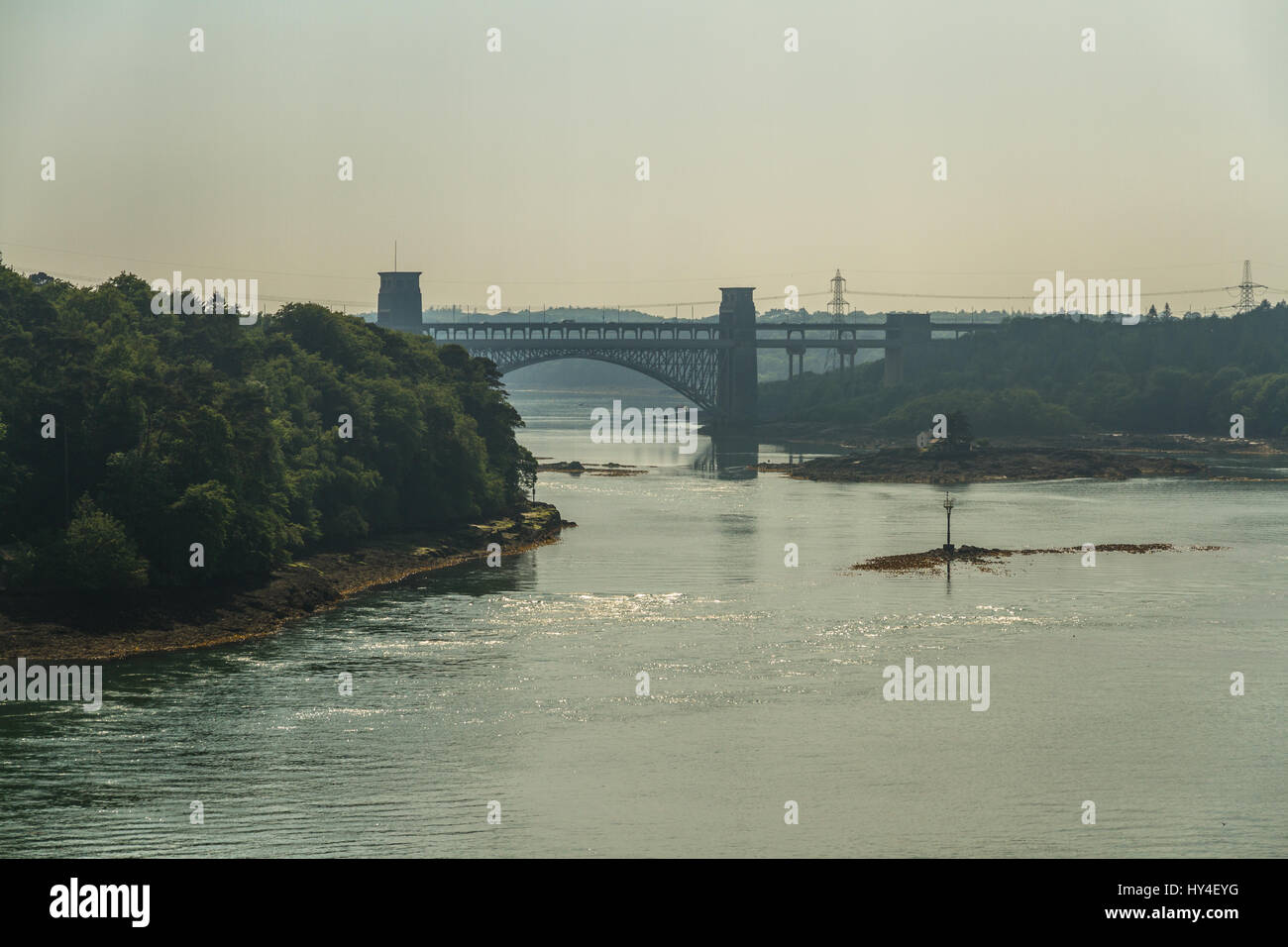 Robert Stephenson’s Britannia Bridge carries road and railway across ...