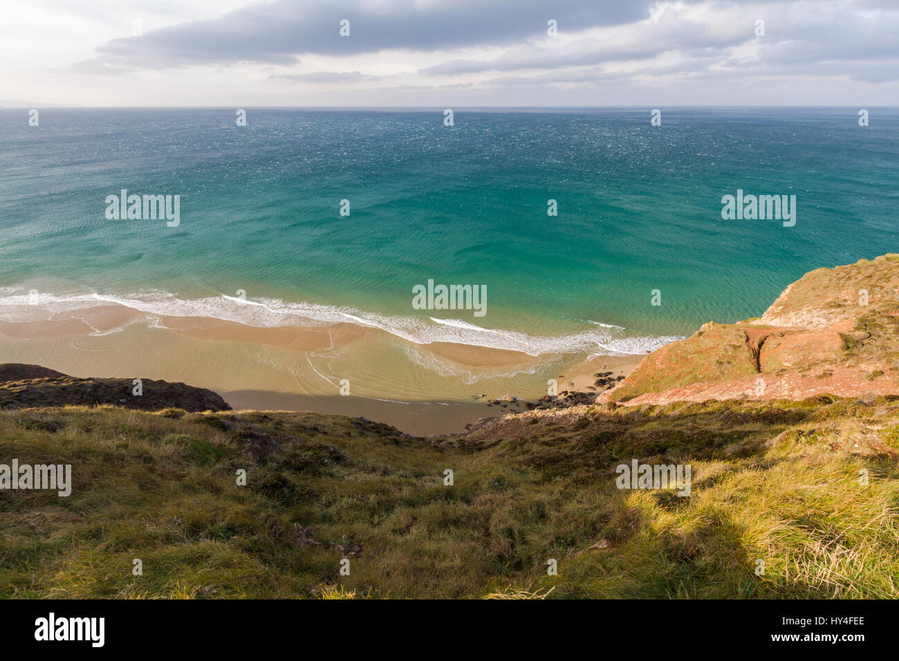 Looking at coast of cornwall, Celtic sea or Atlantic ocean. England ...