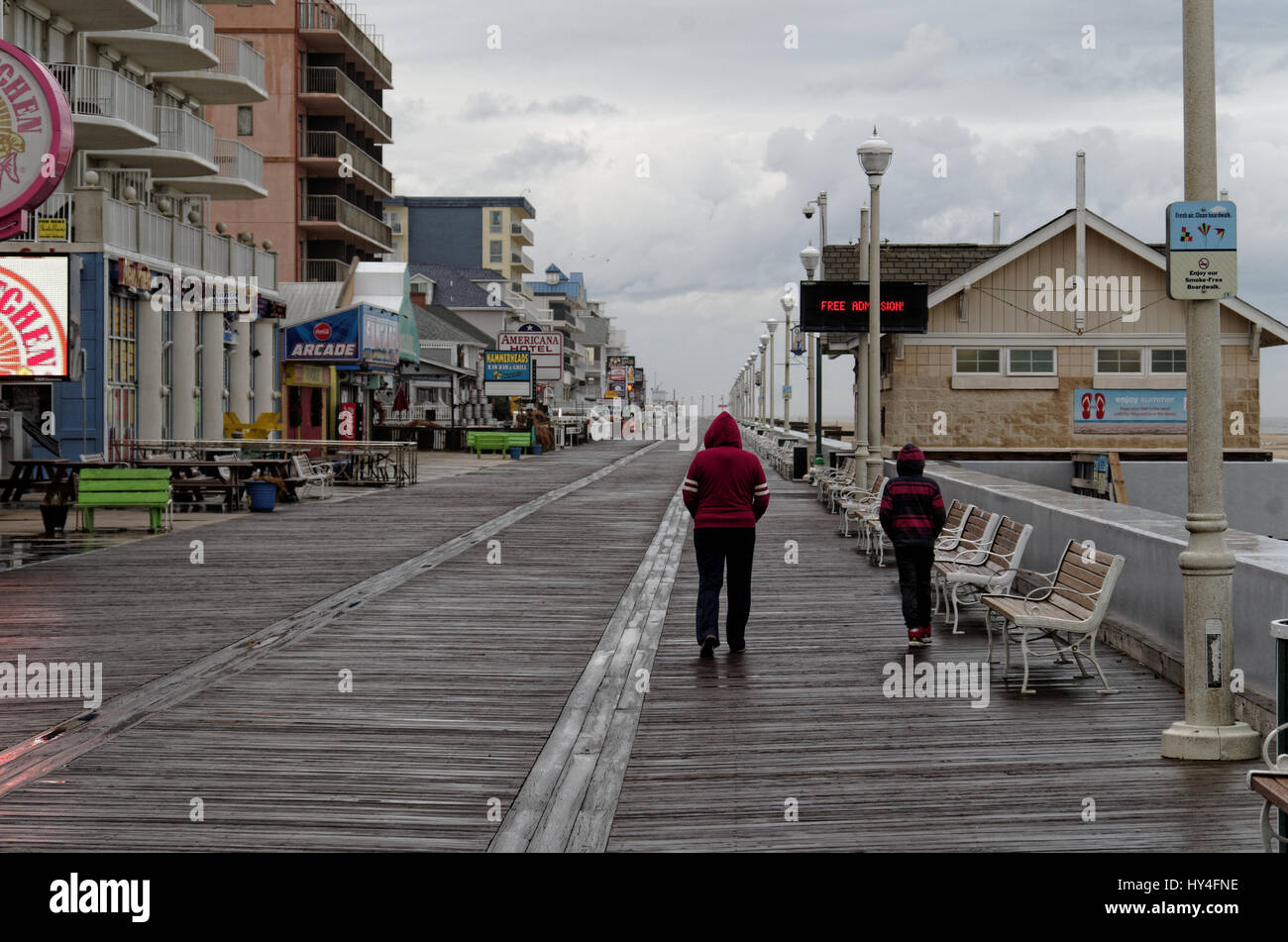 Boardwalk off-season in Ocean City MD Stock Photo - Alamy