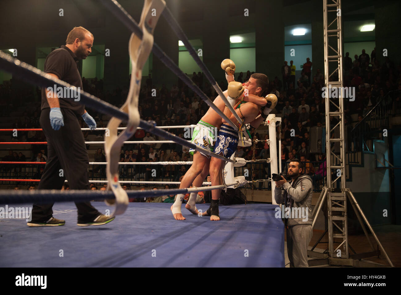 male versus male kickboxing match Stock Photo - Alamy