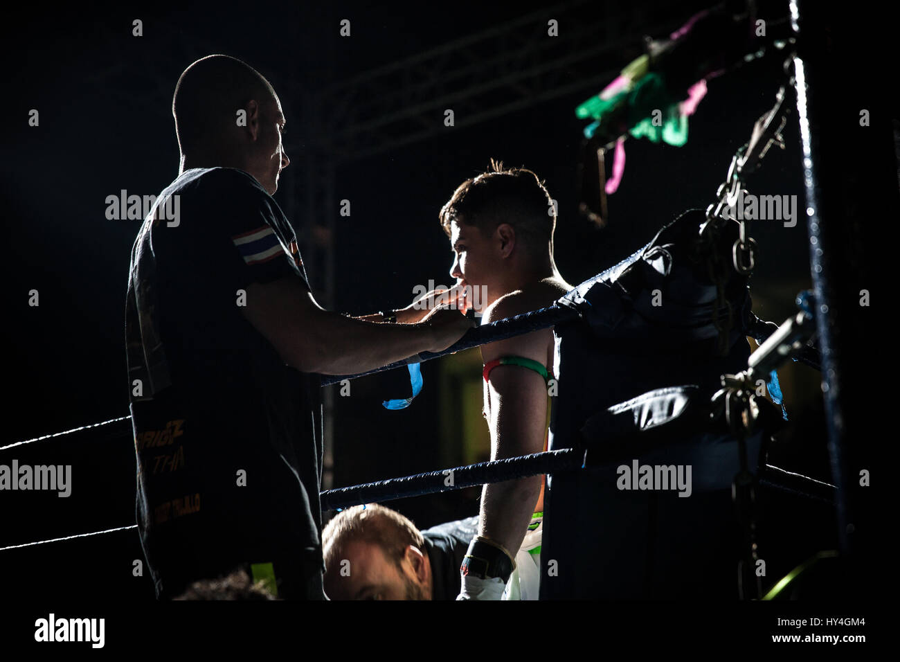 male versus male kickboxing match Stock Photo - Alamy