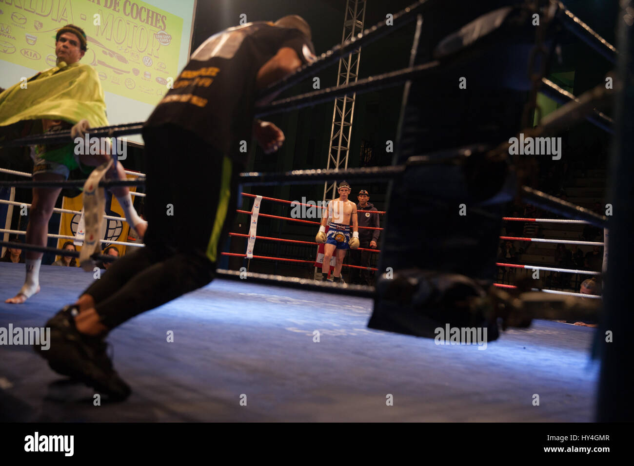 male versus male kickboxing match Stock Photo - Alamy