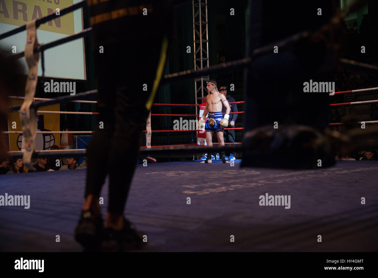 male versus male kickboxing match Stock Photo - Alamy
