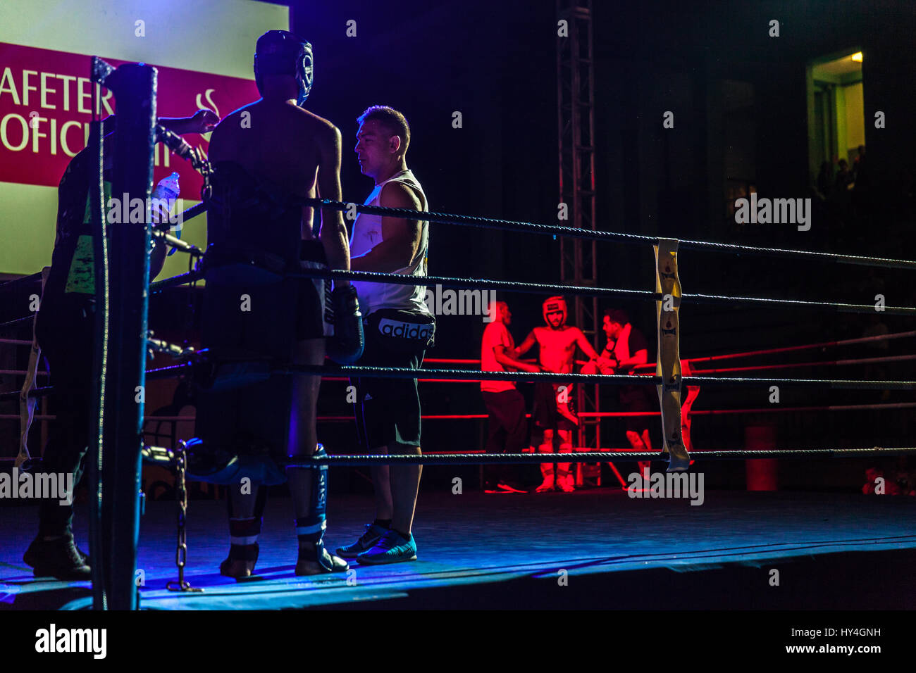 male versus male kickboxing match Stock Photo - Alamy
