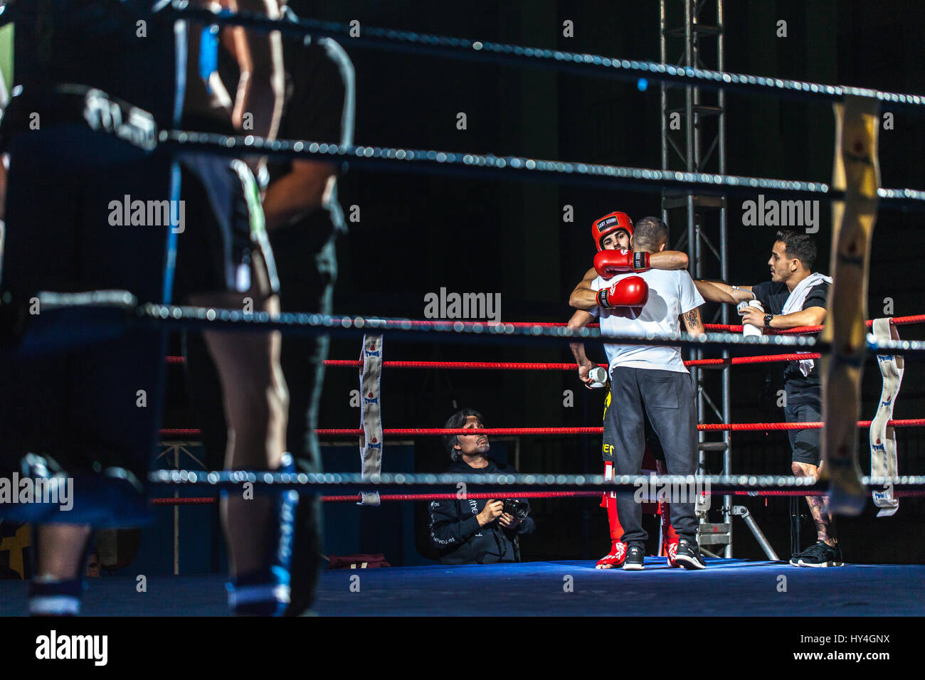male versus male kickboxing match Stock Photo - Alamy