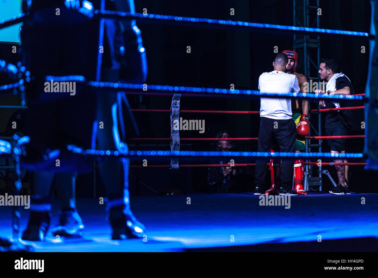 male versus male kickboxing match Stock Photo - Alamy