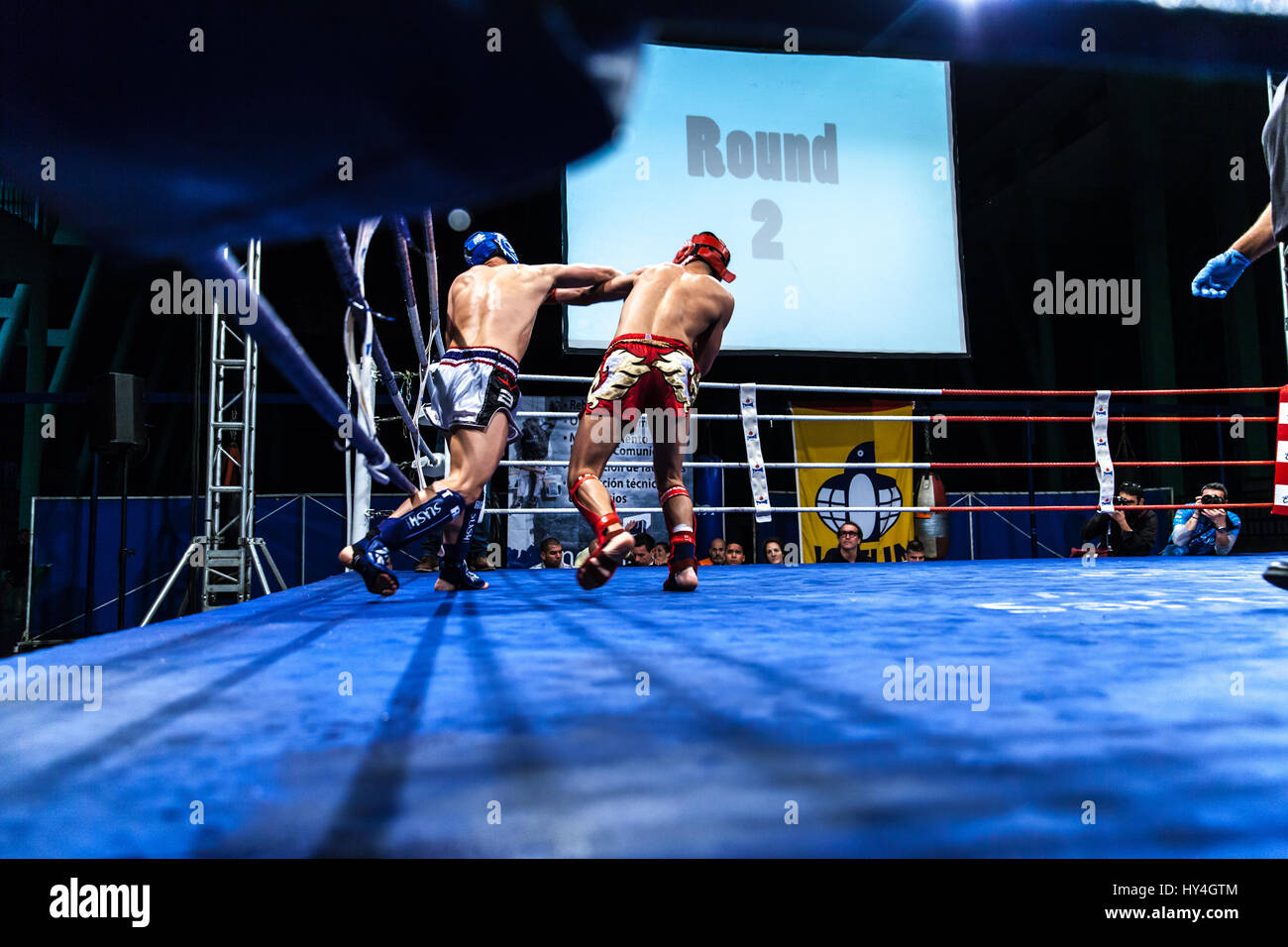 male versus male kickboxing match Stock Photo - Alamy