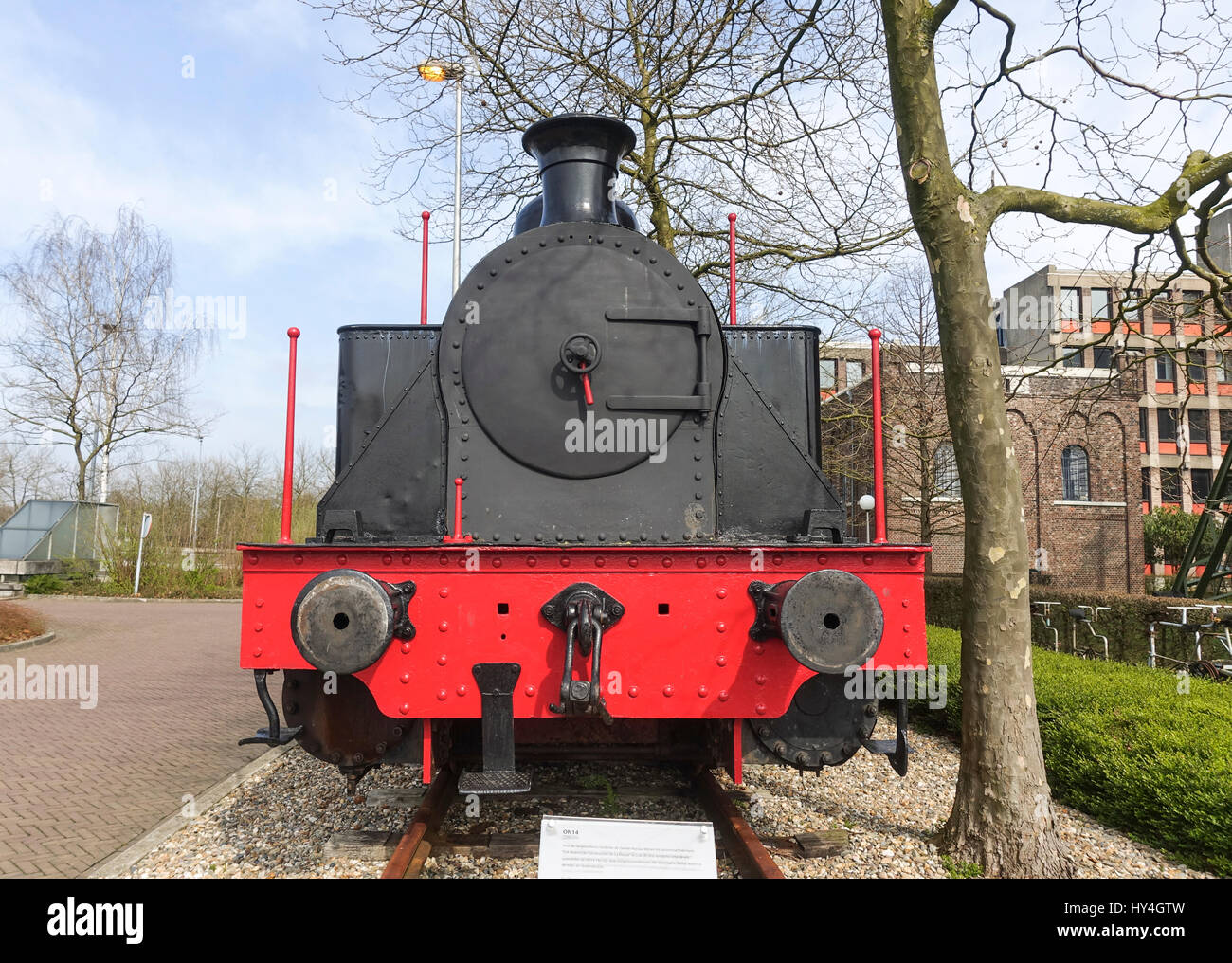 Old vintage steam locomotive in front of Coal mining museum, Heerlen ...