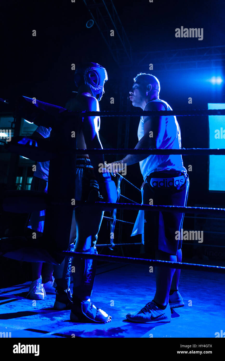 male versus male kickboxing match Stock Photo - Alamy