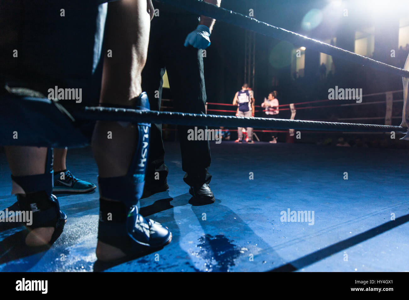male versus male kickboxing match Stock Photo - Alamy
