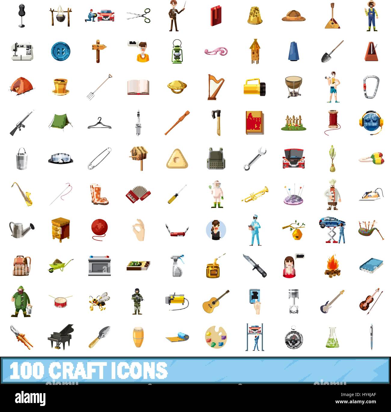 Needlework icons set cartoon vector sewing machine hi-res stock ...