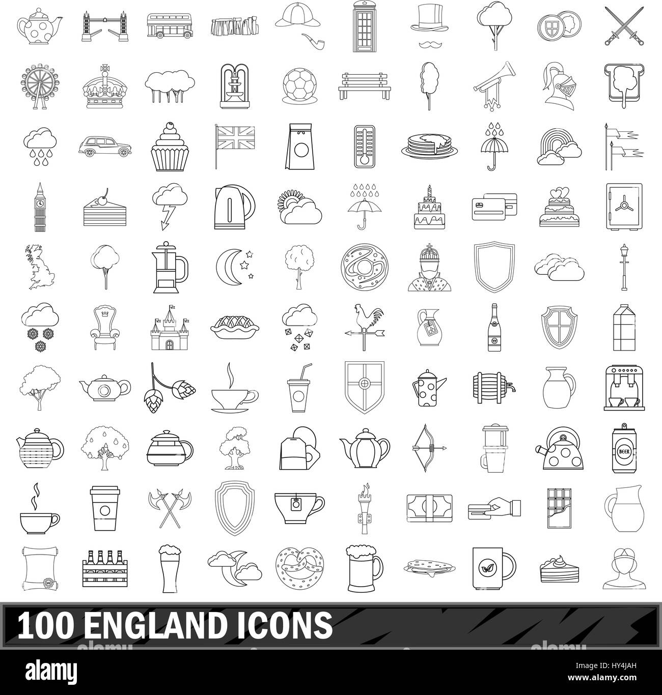 100 England icons set, outline style Stock Vector Image & Art - Alamy