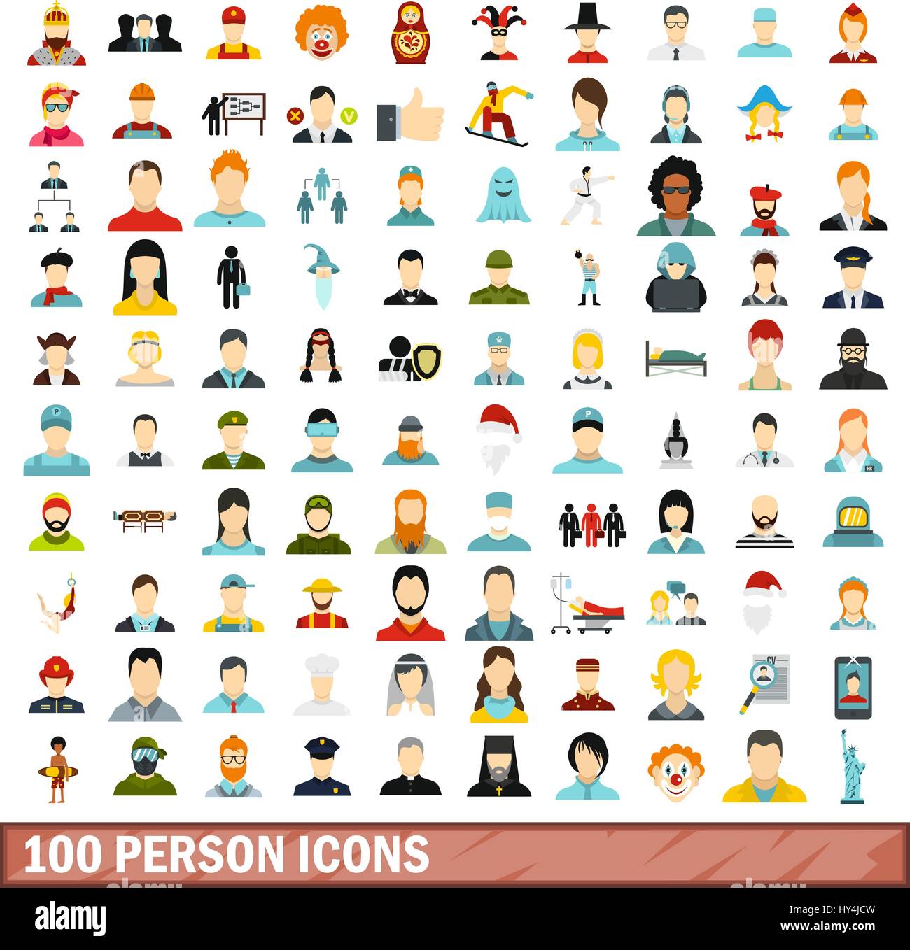 100 person icons set, flat style Stock Vector Image & Art - Alamy