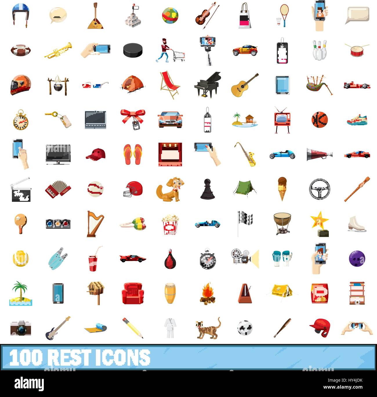 100 rest icons set, cartoon style Stock Vector Image & Art - Alamy