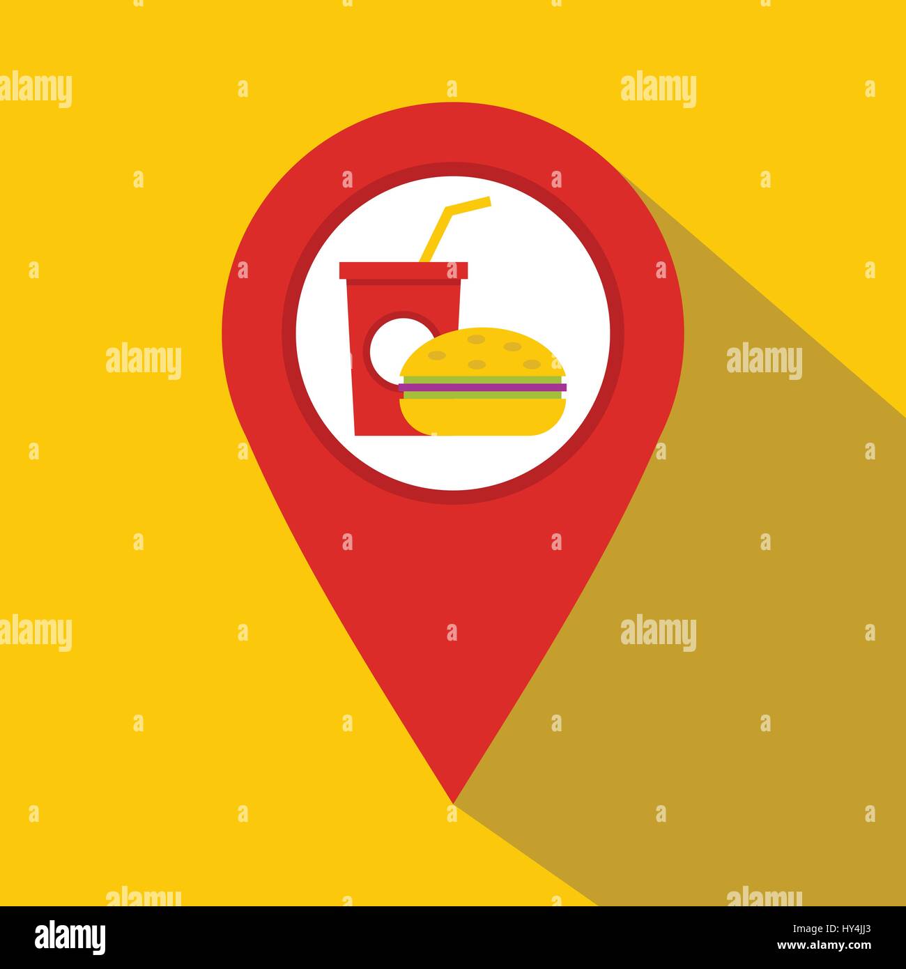 Map pointer burger icon hi-res stock photography and images - Alamy