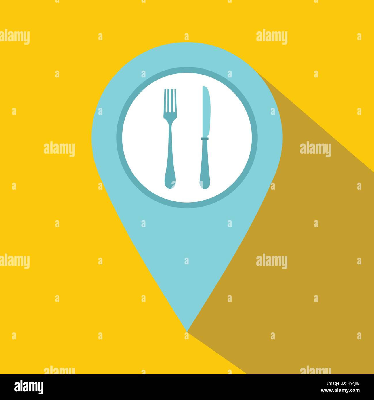 Light blue map pointer with restaurant sign icon Stock Vector Image ...