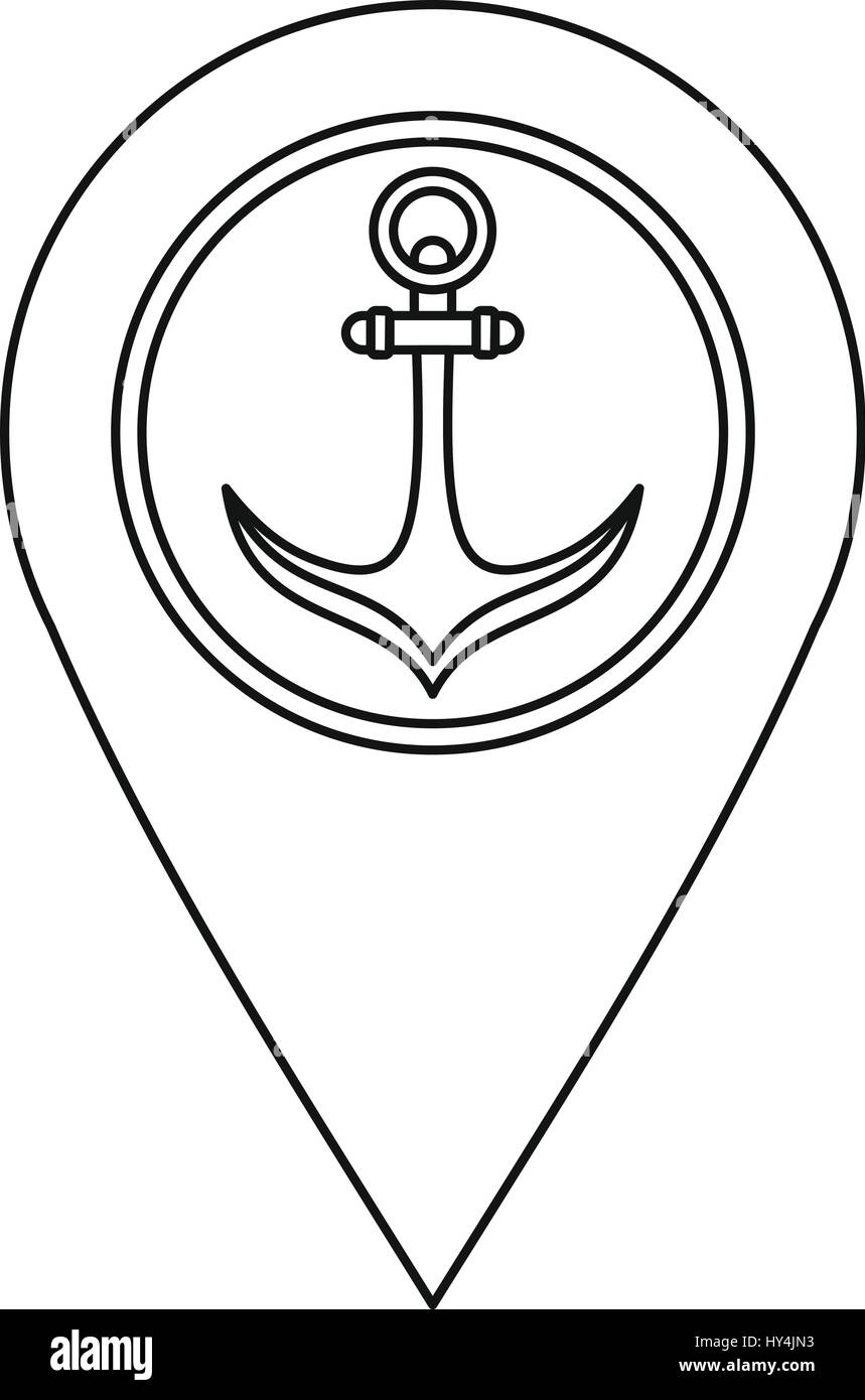 Pin with an anchor icon, outline style Stock Vector Image & Art - Alamy