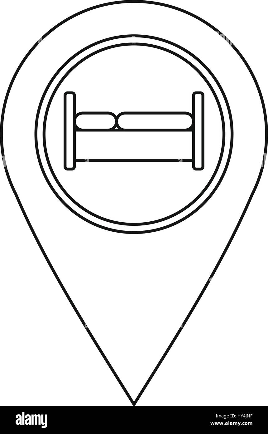 Map pointer with hotel sign icon, outline style Stock Vector Image ...