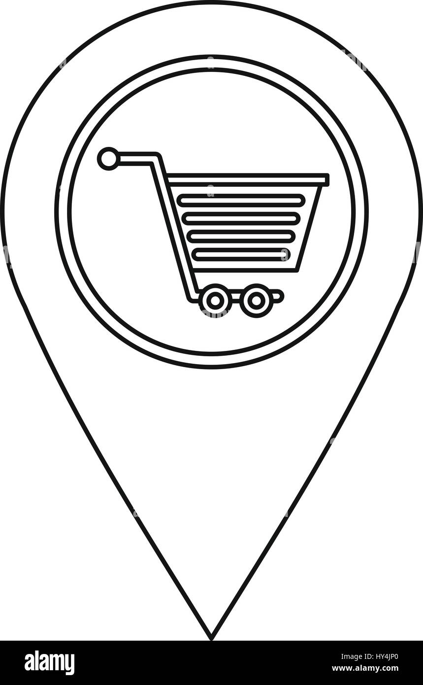 Shopping cart pin map Black and White Stock Photos & Images - Alamy