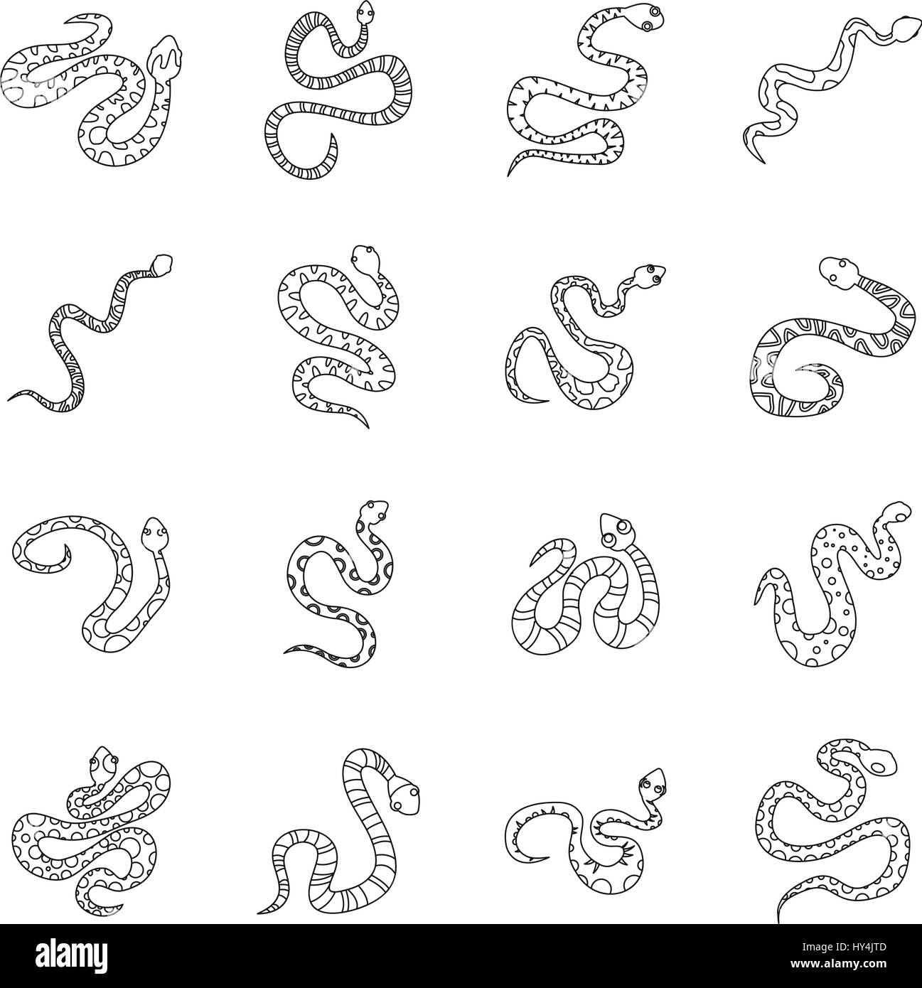 Snake icons set, outline style Stock Vector Image & Art - Alamy